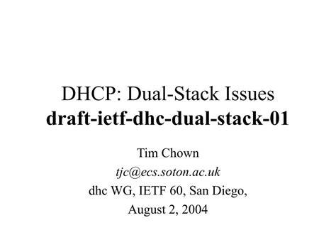 PPT DHCP Dual Stack Issues Draft Ietf Dhc Dual Stack PowerPoint Presentation ID
