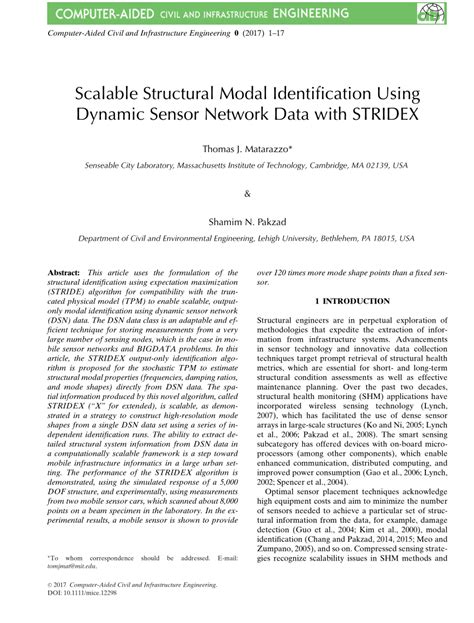 pdf scalable structural modal identification using dynamic sensor network data with stridex