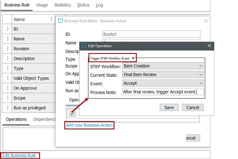 Business Action Trigger Step Workflow Event