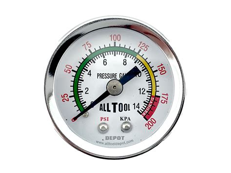 1 12″ Color Coded Pressure Gauge 18″ Npt Center Back Mount 0 200