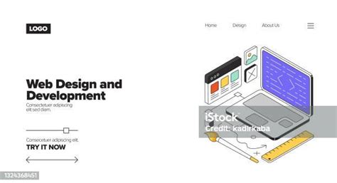 웹 디자인 및 개발 개념 Isometric 웹 배너 포스터 표지 및 배너를 위한 3차원 디자인 등측투영법에 대한 스톡 벡터 아트 및 기타 이미지 Istock