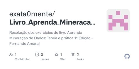 Github Exata Mente Livro Aprenda Mineracao Dados Resolu O Dos