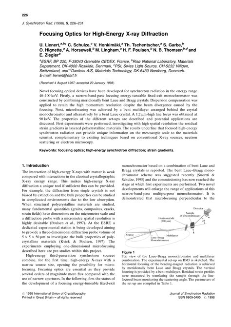 Pdf Focusing Optics For High Energy X Ray Diffraction
