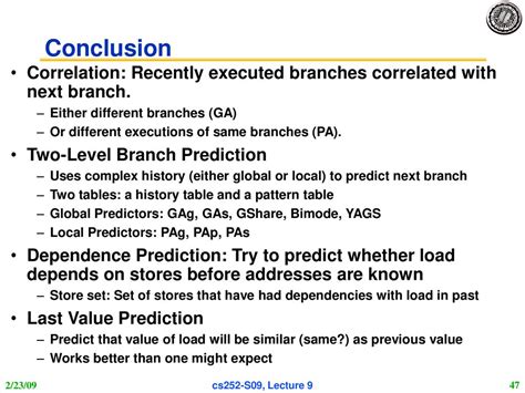 Cs252 Graduate Computer Architecture Lecture 9 Prediction Cont