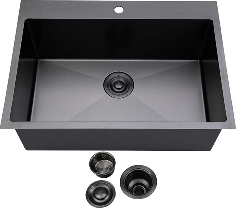 Zeesink Black Stainless Steel Kitchen Sink33x22 Drop In Kitchen Sinksingle Bowl Workstation