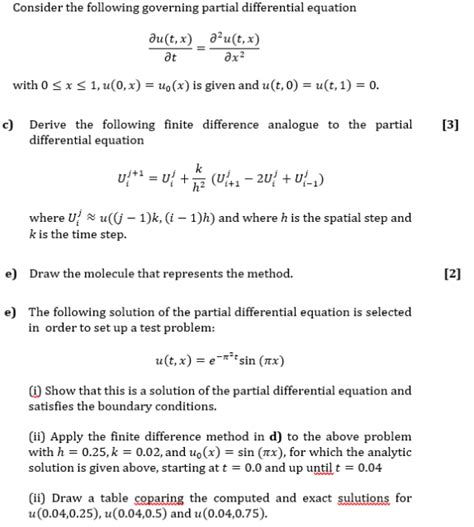Solved Consider The Following Governing Partial Differential