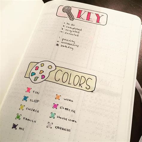 Key And Color Code Bullet Journal Inspiration