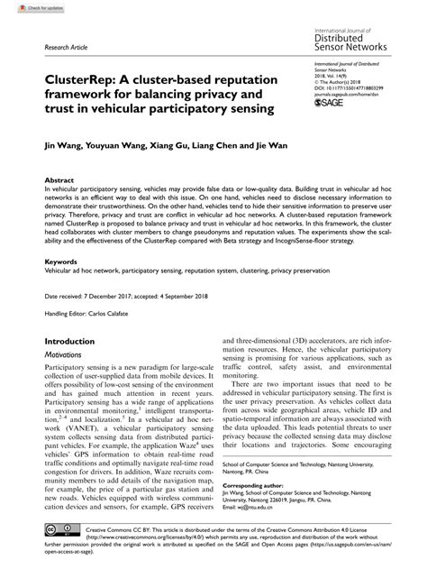 Pdf Clusterrep A Cluster Based Reputation Framework For Balancing