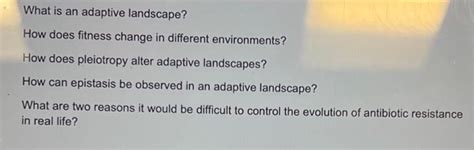 Solved What Is An Adaptive Landscape How Does Fitness