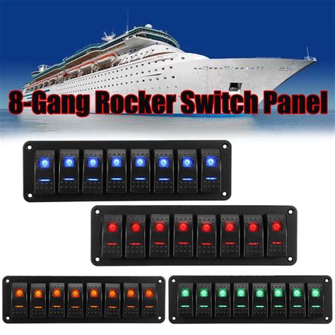 Waterproof 8 Gang Rocker Switch Panel Kit 12v 24v Grandado
