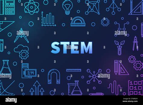 Science Technology Engineering And Math Colored Horizontal Frame Vector Stem Concept Outline
