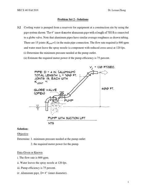 solutions problem set 2 pdf pdf pump pipe fluid conveyance