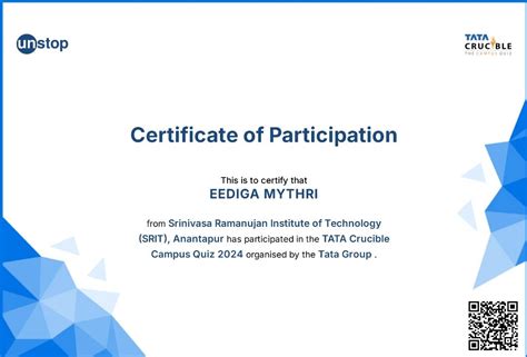 Mythri E On Linkedin Tatacrucible Unstop Achievementunlocked