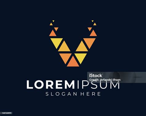 문자 V 이니셜 픽셀 삼각형 모자이크 삼각형 디지털 기하학적 미래 벡터 디자인 일러스트레이션 삼각형에 대한 스톡 벡터 아트 및 기타 이미지 Istock