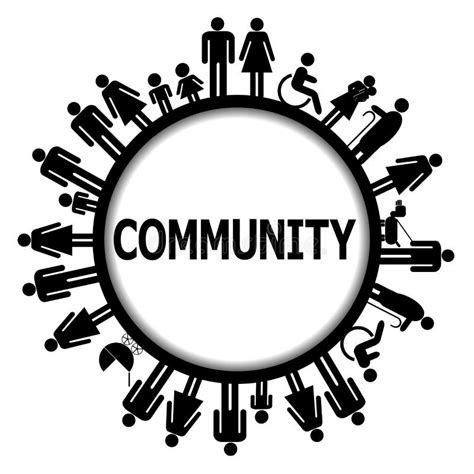 Round Frame With People Pictograms And Word Community Stock Vector