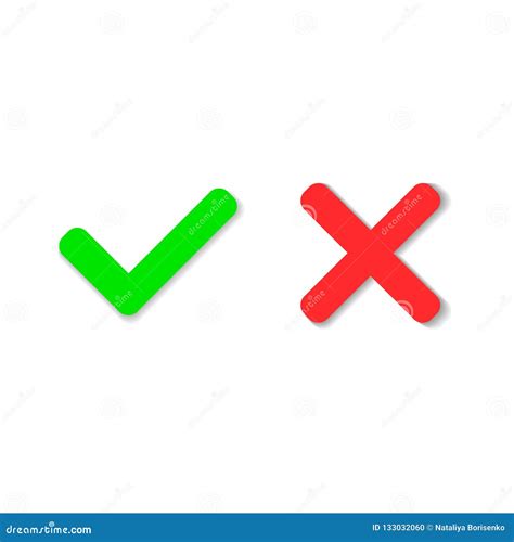 Yes Or No Icons Green Check Mark And Red Cross Icon Isolated On Stock
