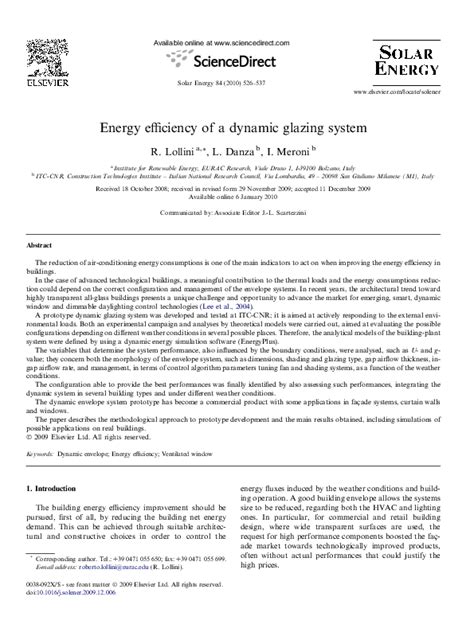 Pdf Energy Efficiency Of A Dynamic Glazing System