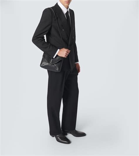 Cassandre Envelope Leather Messenger Bag In Black Saint Laurent