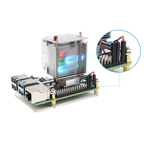 树莓派 4b 3b Cpu散热器 Ice塔式冷却散热风扇 Rgb Led灯低噪 虎窝淘