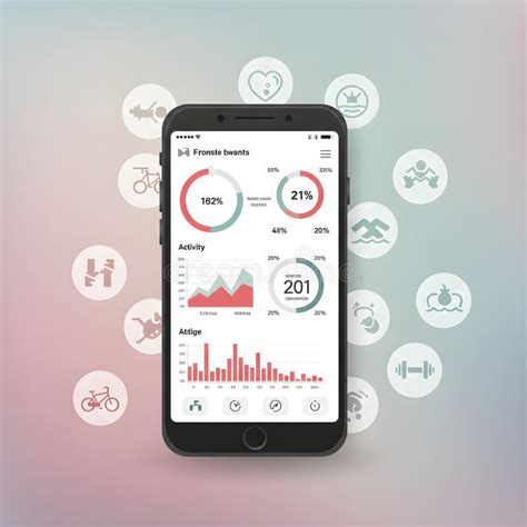 Smartphone Health And Fitness App Interface With Data Visualization