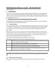 MATLAB Quick Reference Guide Essential Tools And Tips Course Hero