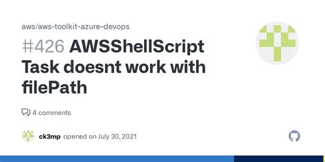 awsshellscript task doesnt work with filepath · issue 426 · aws aws toolkit azure devops · github