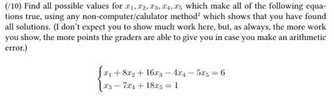 solved 10 find all possible values for x1 x2 x3 x4 x5