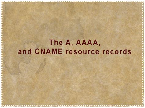The A Aaaa And Cname Resource Records