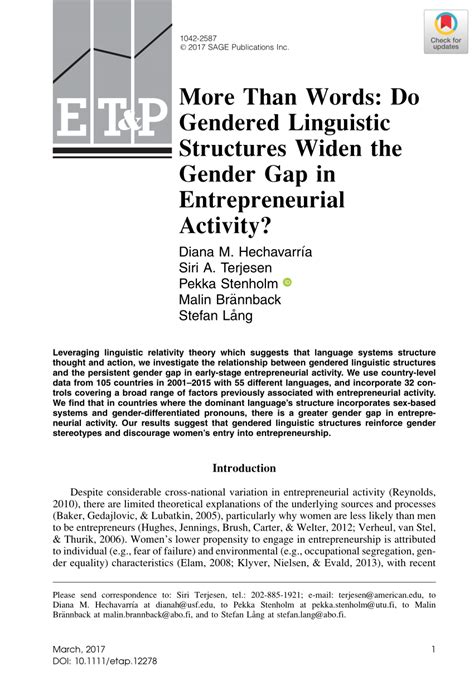 Pdf More Than Words Do Gendered Linguistic Structures Widen The