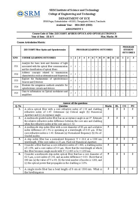 Ass 2 Unit 1 21eco105t Srm Institute Of Science And Technology College Of Engineering And