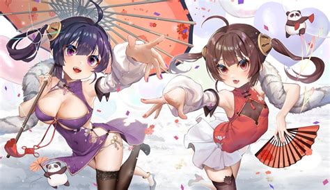 Ping Hai And Ning Hai Azur Lane Drawn By Fh Moya Danbooru