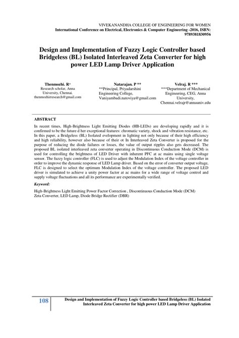 Pdf Design And Implementation Of Fuzzy Logic Controller Based Bridgeless Bl Isolated
