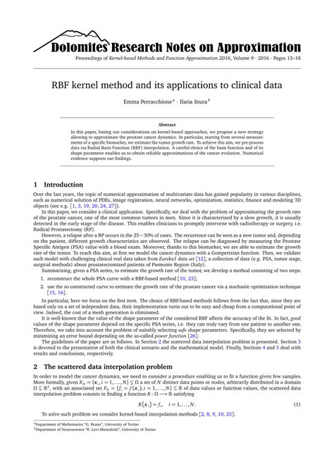 Pdf Rbf Kernel Method And Its Applications To Clinical Data