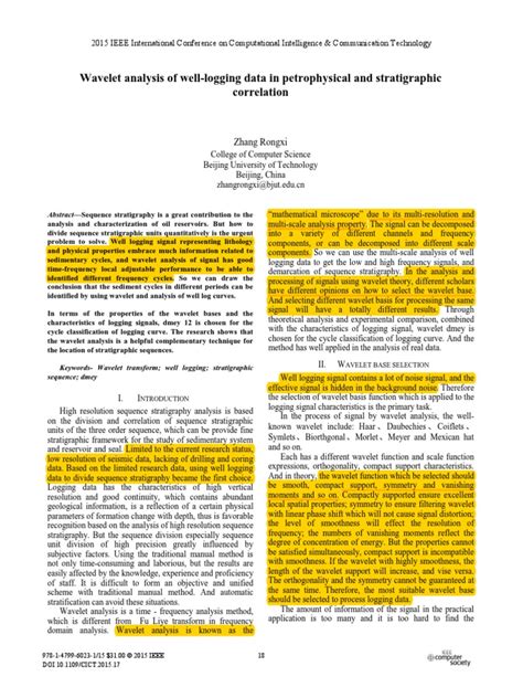 Wavelet Well Logging Pdf Wavelet Stratigraphy