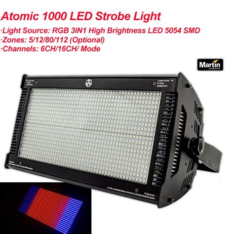 원자 Led 1000 Rgb Dmx 스트로브 라이트 스트로보스코프 조명 디스코 Dj 파티 효과 스트로브 라이트 플래시 장비