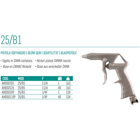 Pistola Di Soffiaggio Aria Compressa Ani In Alluminio Compressore Ugello 25b1 Lucana Utensili S