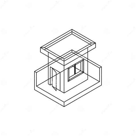 Building Isometric Line Art Modern Architecture Business Creative
