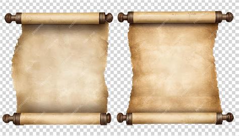 투명 한 배경 에 고립 된 고대 양피지 두루마리 현실적 인 터 일러스트레이션 프리미엄 Psd 파일