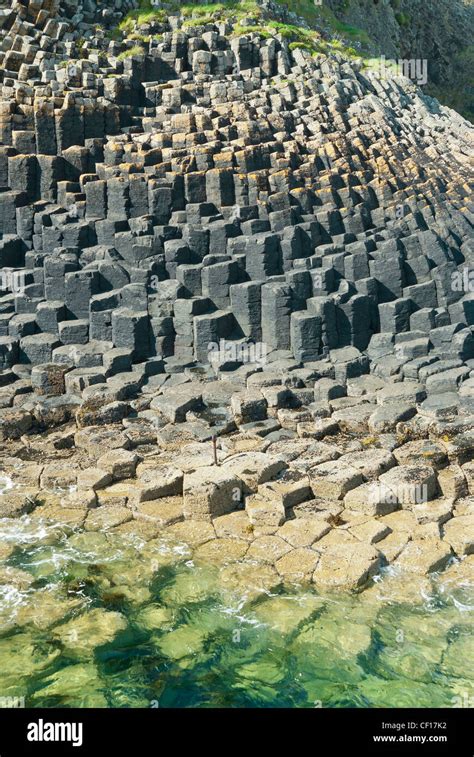 Hexagonally Jointed Basalt Columns Beside Fingal S Cave On The Isle Of Staff Of Mull In Scotland