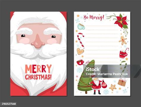 메리 크리스마스와 새해 복 많이 받으세요 위시리스트 장식 템플릿 세트 손으로 그린 낙서 공책 장식 된 휴일 요소 및 산타 클로스 얼굴 휴일에 할 일 선물 소원 쇼핑 체크