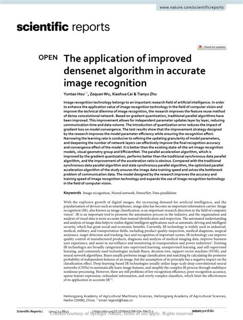 Pdf The Application Of Improved Densenet Algorithm In Accurate Image