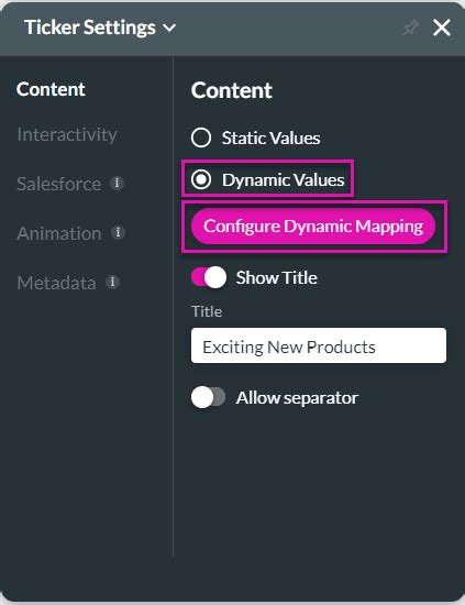 Dynamic Values Configure Dynamic Mapping Titan Web
