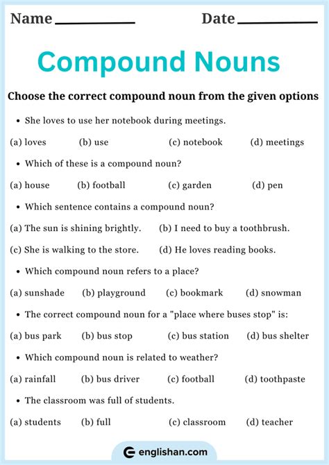 Compound Nouns Worksheets With Answers
