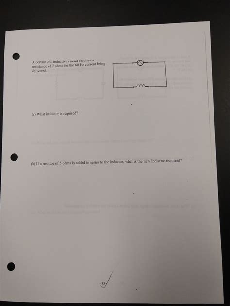Solved A Certain AC Inductive Circuit Requires A Resistance Chegg