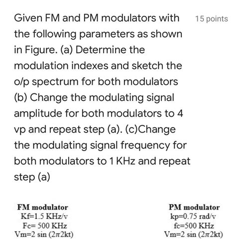 Solved 15 Points Given Fm And Pm Modulators With The