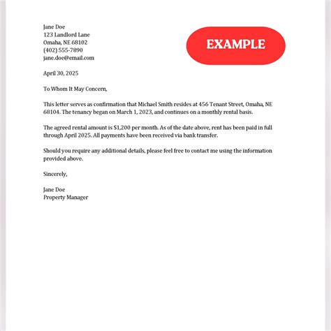 Proof Of Rent Payment Letter Template Editable Landlord Rent