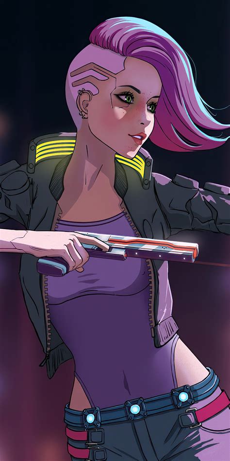 Video Game Cyberpunk 2077 Woman Warrior Pink Hair 1440x2880 Phone Hd
