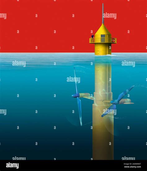 Tidal Energy Converter Artwork Of An Offshore Tidal Turbine Tidal