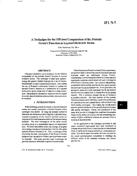 Pdf A Technique For The Efficient Computation Of The Periodic Greens