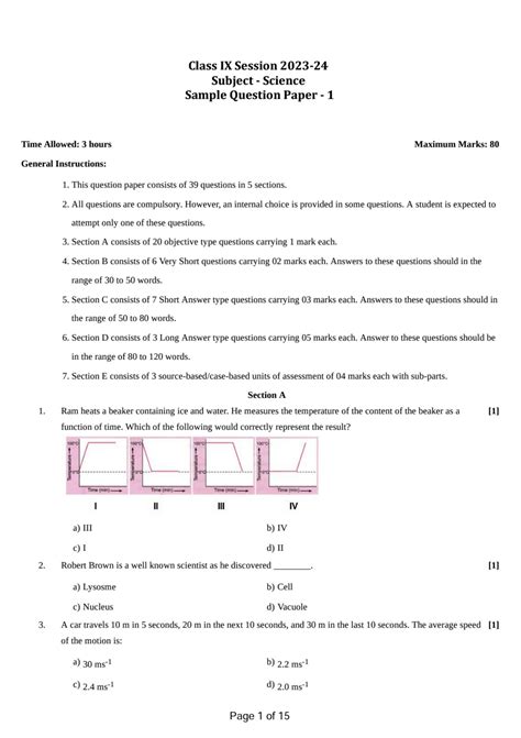 SOLUTION Science Sample Paper Class 9 Studypool